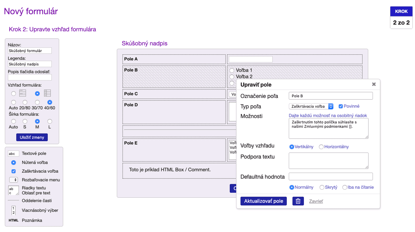 Spracovanie | Vytváranie vlastných formulárov